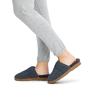 Jessica Simpson Womens Soft Cable Knit Slippers with Indoor/Outdoor Sole, Charcoal, XL
