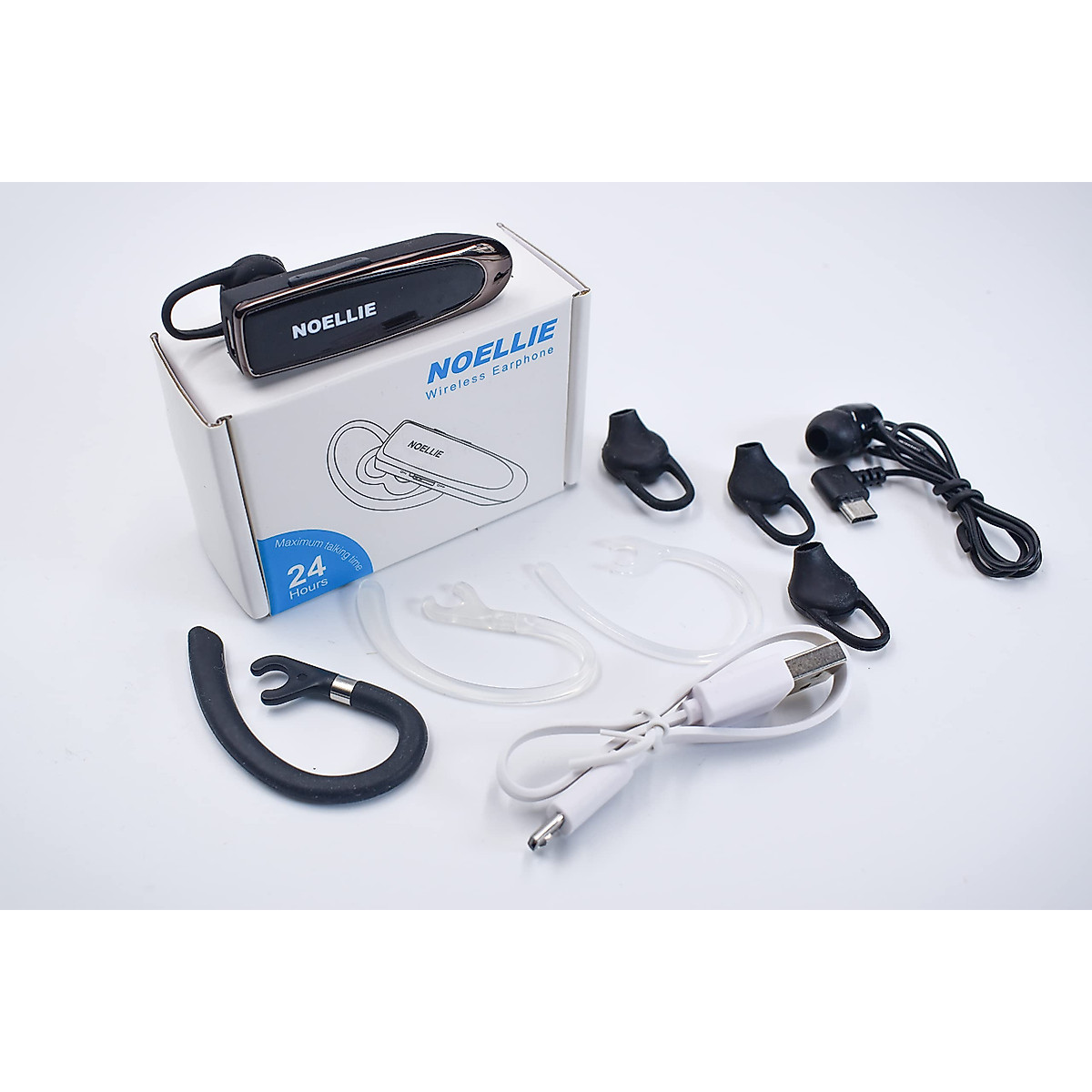 Bluetooth Earpiece, Wireless Handsfree, Noise Cancelling in-Ear Headset Earbuds, Great for Driving Business Leisure Compatible with Phones with Bluetooth Technology. Black