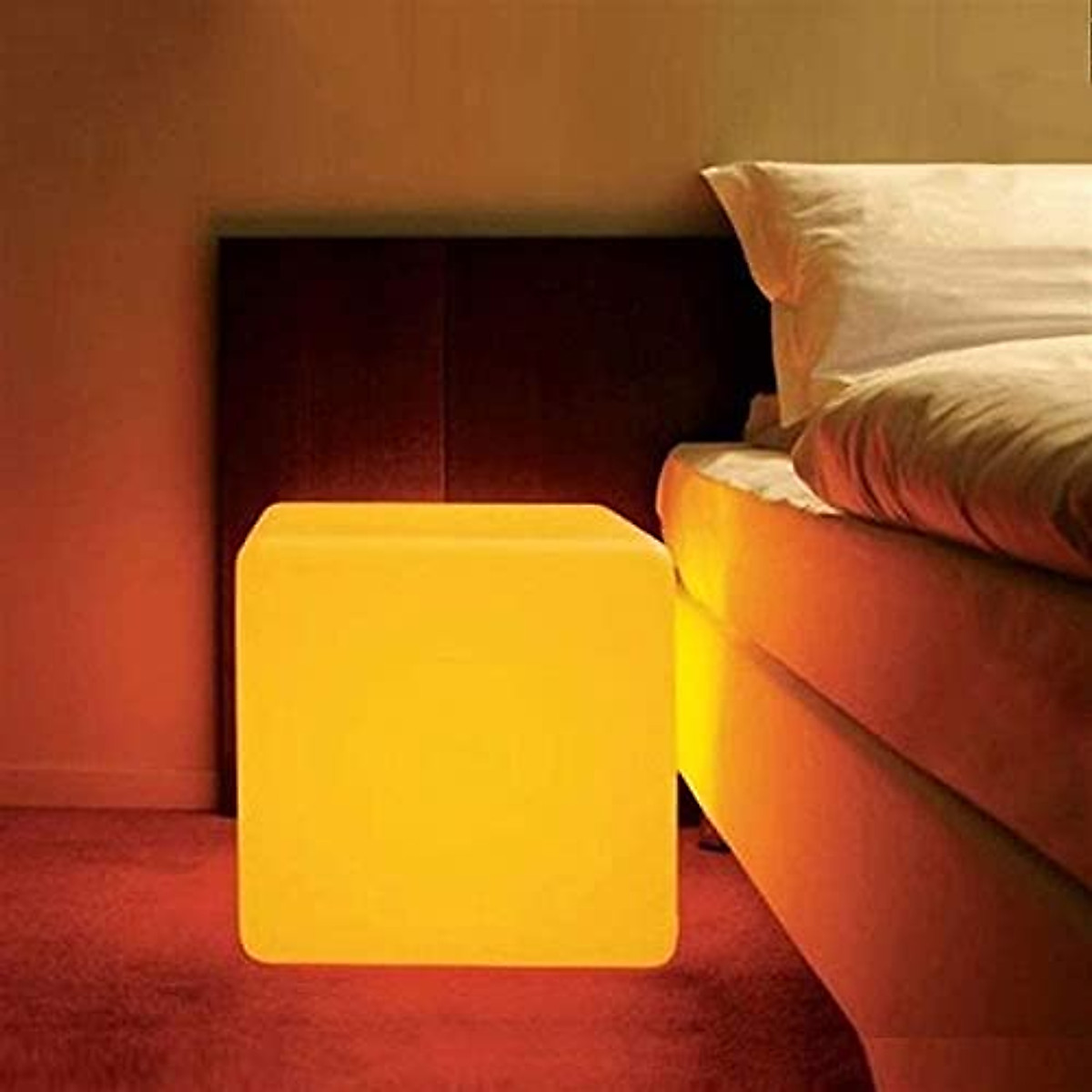 HTZ Cube Chair Light Rechargeable Led Stool Waterproof with Trol Ma-Gi-C Color Changing Sidcolor,Home Garden Party Decoration/43Cm/16.9Inch (Color : 35Cm/13.7Inch)