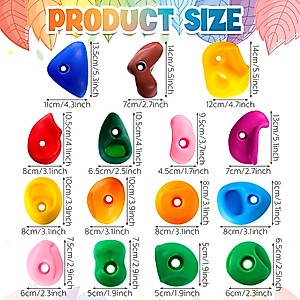 Liliful 64 Pcs Rock Climbing Hold Set Kids Rock Wall Climbing Kit Adult Mix Colored Grip with Mounting Hardware Wrenches for Outdoor Indoor Playground Backyard Back to schooll Gift