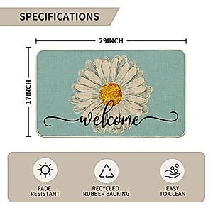 Artoid Mode Blue Daisy Welcome Decorative Doormat, Seasonal Low-Profile Rug Switch Mat for Indoor Outdoor 17x29 Inch
