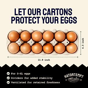 Hatortempt 24 Pack Bulk Egg Cartons, 12 Count Reusable Recycled Paper Pulp Cartons for Small to XL Eggs