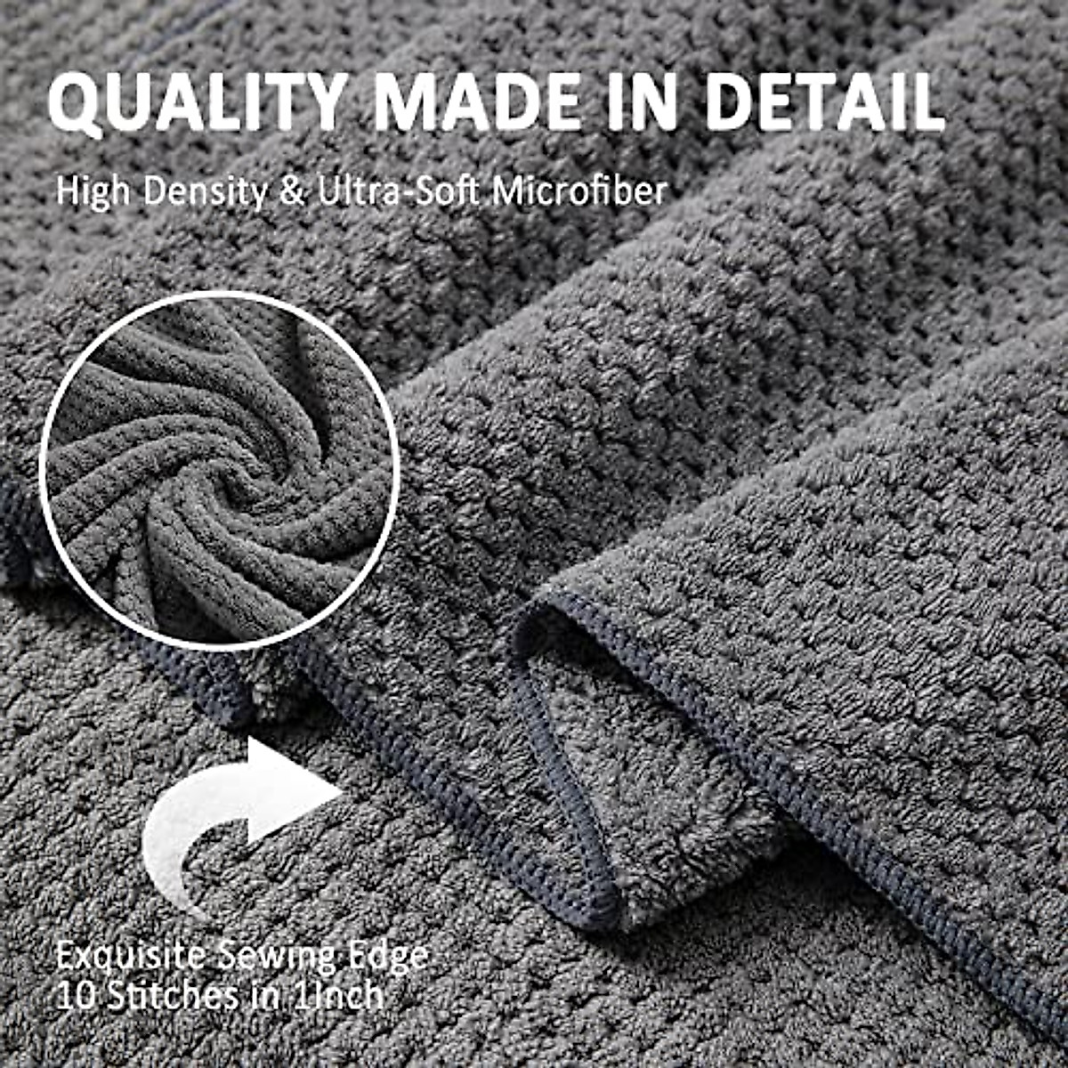 Dark Gray Hand Towels Set 2 Pack-16“x31”,Ultra Soft Microfibers Bathroom Towel Set Highly Absorbent Quick Dry Luxury Premium Towel Lightweight Durable Hand Towel Collection for Hotel Spa Gym Kitchen