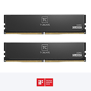 TEAMGROUP T-Create Classic 10L DDR5 64GB Kit (2 x 32GB) 6000MHz (PC5-48000) CL48 Desktop Memory Module Ram, Supports Both Intel & AMD - CTCCD564G6000HC48DC01, Black-UDIMM