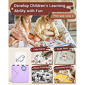 Phomemo M02S Mini Thermal Printer- 300dpi HD Bluetooth Mobile Printer Compatible with iOS and Android, Work with 3 Size Papers, Photo Printer for Plan Journal, Travel, DIY Cards, Gift, Purple