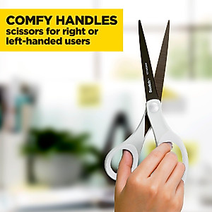 Scotch 8" Precision Ultra Edge Non-Stick Scissors, 3 Count, All-Purpose Titanium Scissors for Fabric, Crafts, Cardstock, Office, and School Supplies (1458-3AMZ-ESF)