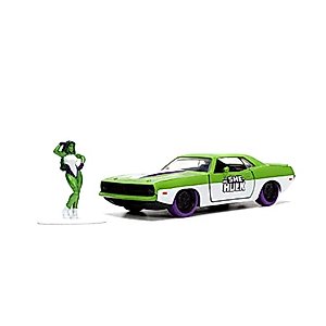 Marvel 1:32 1973 Plymouth Barracuda Die-Cast Car & 1.65" She-Hulk Figure, Toys for Kids and Adults
