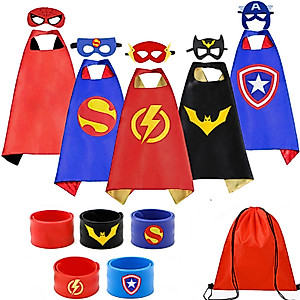 KARAZZO Superhero Capes Set and Wristbands Kids Costumes Halloween Christmas Cosplay Dress Up for Boys (5-PACK CAPES SET)
