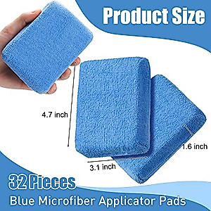 Riakrum 32 Pieces Microfiber Applicator Pads Detailing Car Wax Applicator Blue Microfiber Sponge for Car Ceramic Coating Applicator Pad Tire Shine Applicator Car Cleaning Pad for Applying Wax Foam