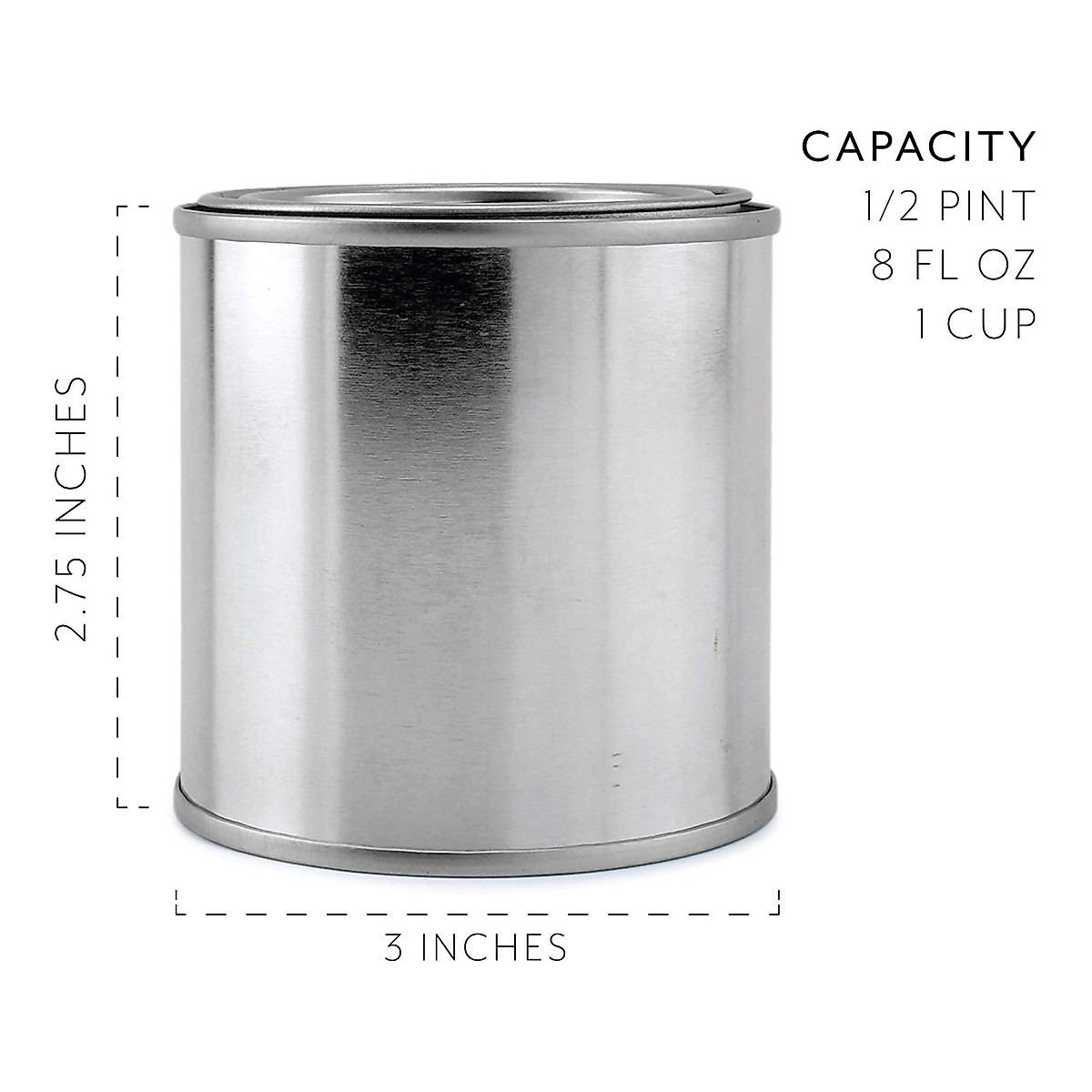 Cornucopia Metal Paint Cans with Lids (1/2 Pint Size, 6-Pack), 1-Cup Capacity Empty Unlined Half Pint Paint Pails
