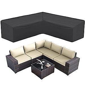 outdoor sectional cover, Waterproof patio sectional cover, outdoor sectional covers waterproof Patio Sectional Couch Cover, Garden Lawn patio furniture covers(V-Shaped-100"x100")