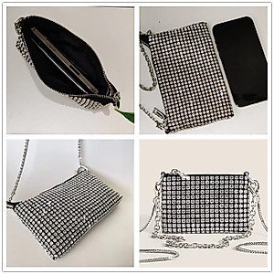 NOGUTU Rhinestone Purse Silver Clutch Purse Sparkly Purse Silver Purse for Wedding