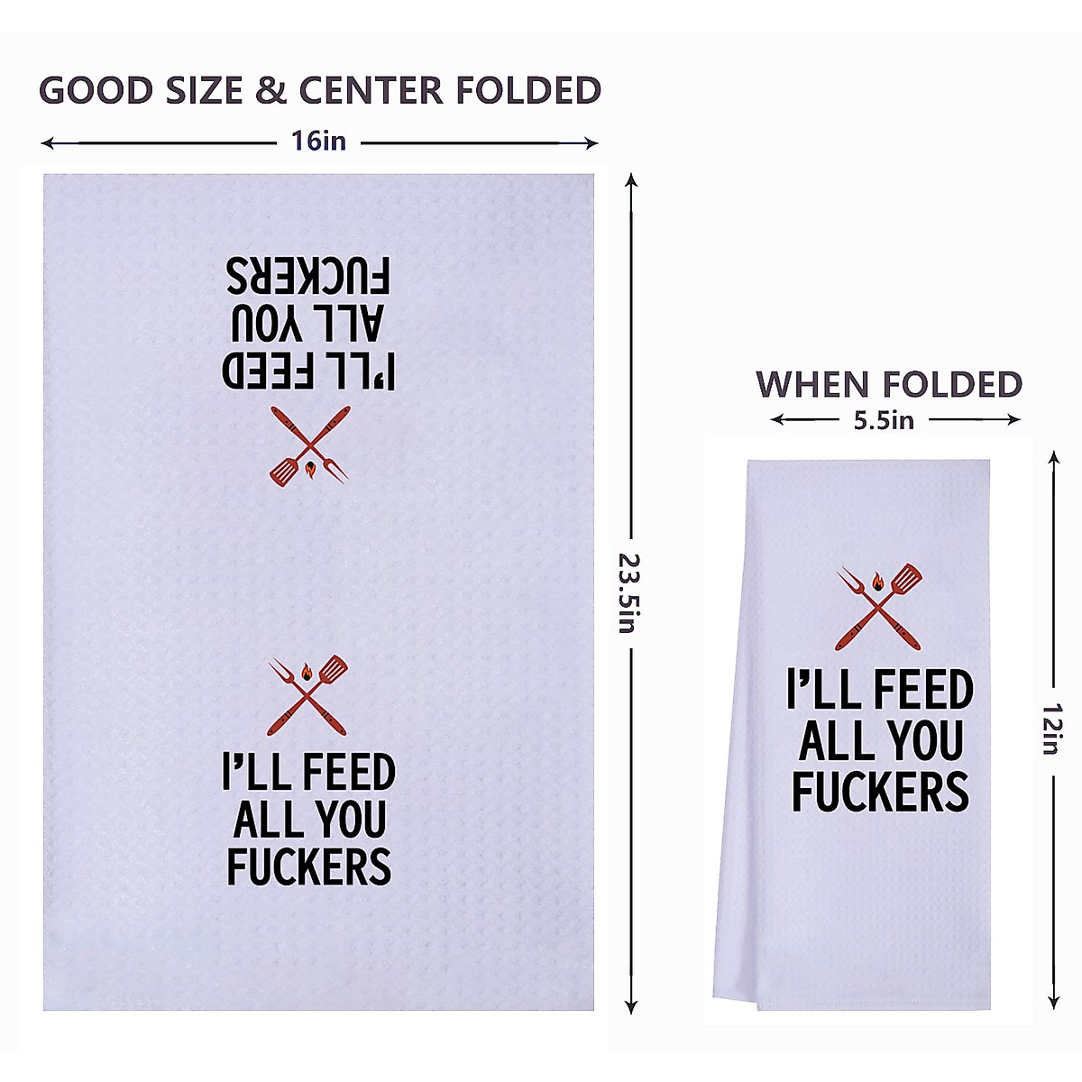 LXOMILL Funny Kitchen Towels for Men, Women, BBQ Grilling Cooking Dish Towels, Funny Birthday Gifts for Husband, Dad, Boyfriend, Friend, Hilarious Gag Gift for Chefs