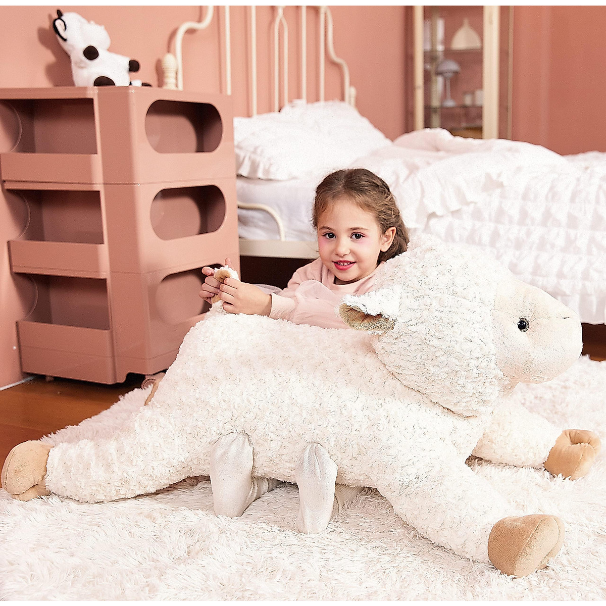 IKASA Large Sheep Stuffed Animal Plush Toy,Giant Lamb Cute Jumbo Soft Toys,30" Huge Big Size Plushy Fat Oversized Plushie,Gifts for Kids (Sheep)