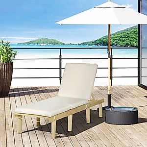 Outsunny Chaise Lounge Chair for Outdoor, Patio Recliner with 4-Position Adjustable Backrest and Cushion for Deck, Beach, Lawn and Sunbathing, Natural