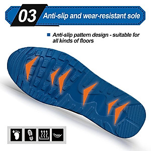 LAoutun Steel Toe Shoes for Men Women Slip Resistant Safety Shoes Lightweight Indestructible Shoes Puncture Resistant Steel Toe Work Shoes Black Blue Size 9.5