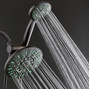 AquaDance Antimicrobial/Anti-Clog High-Pressure 30-setting Rainfall Shower Combo, Microban Nozzle Protection from Growth of Mold, Mildew & Bacteria, Oil-Rubbed Bronze Finish/Coral Green Jets