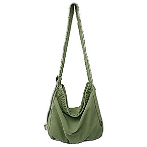 Womens Canvas Hobo Bags Large Shoulder Bags Casual Crossbody Bags Satchel Bag Messenger Bag for School Shopping Traveling