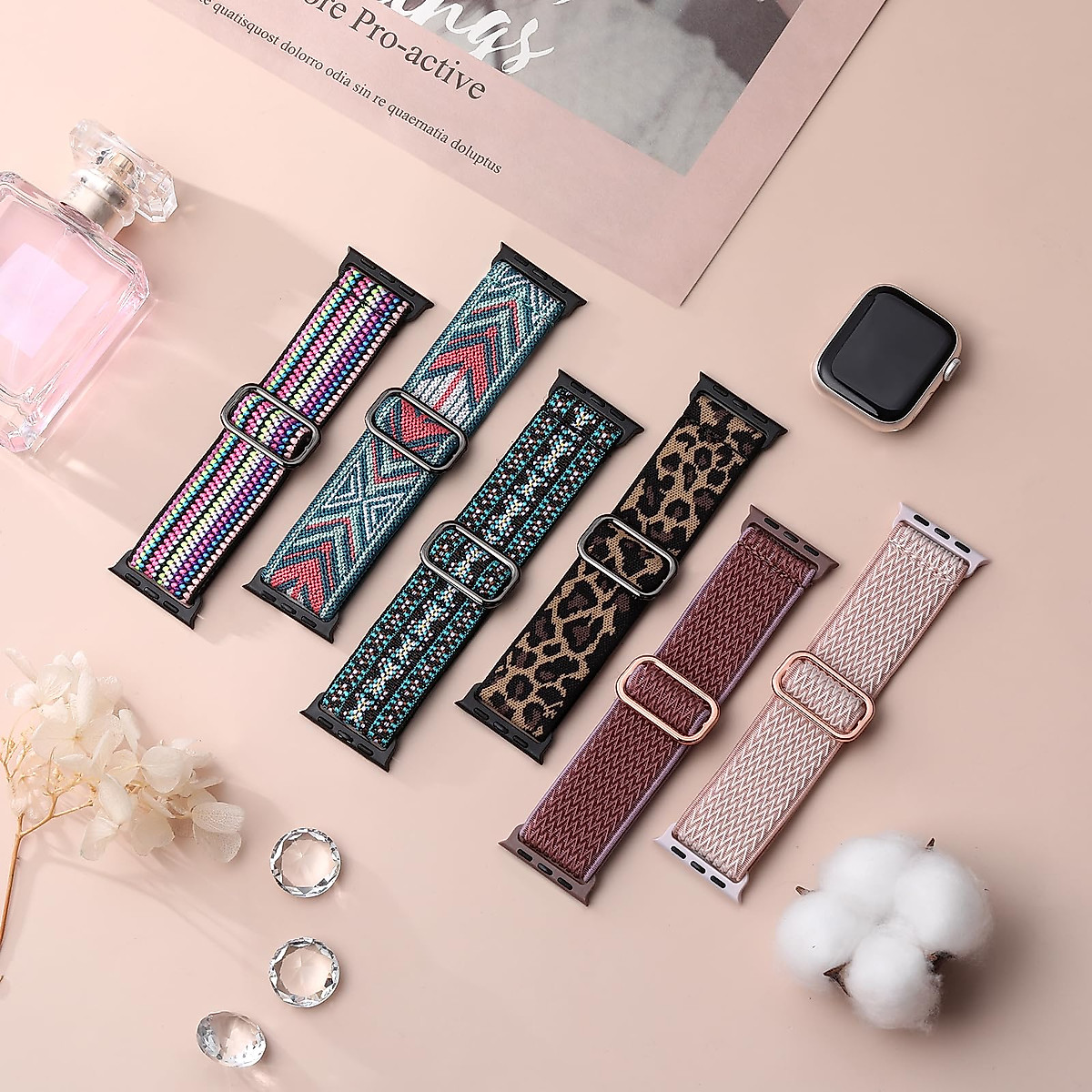 Maledan 10 Pack Stretchy Nylon Solo Loop Compatible with Apple Watch Band 38mm 40mm 41mm Women Men, Soft Elastic Strap Sport Braided Wristbands for Apple Watch SE iWatch Series 9 8 7 6 5 4 3 2 1 Ultra