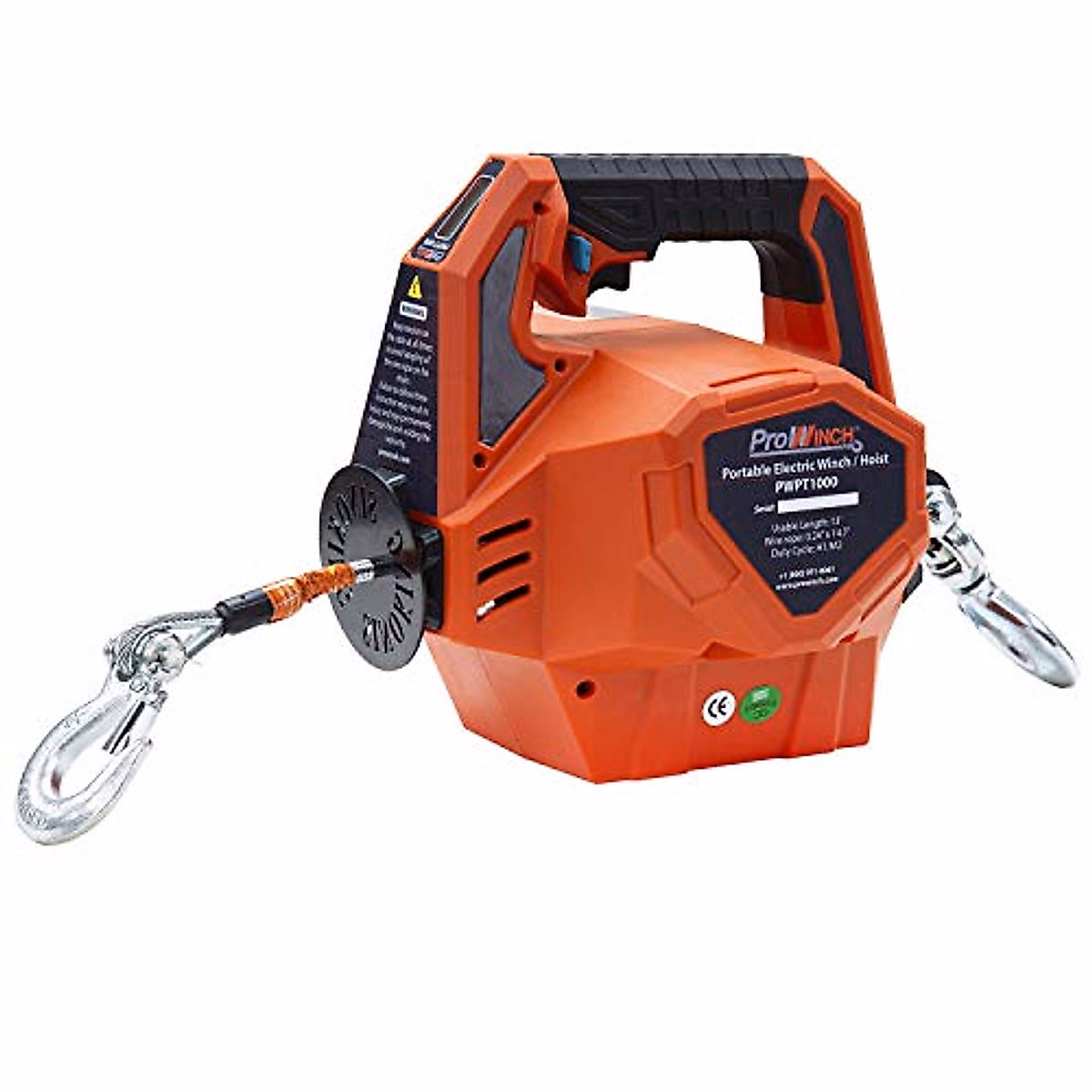 Prowinch Portable Electric Winch Hoist 1000 lbs. Rechargeable Battery Powered with Wireless Remote Control System 24V