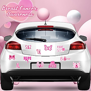 12 Pcs Pink Ribbon Shaped Awareness Car Magnet Breast Cancer Awareness Fight Magnets Stickers Decal Set Refrigerator Butterfly Ribbon Hope Magnets for Garage Door Refrigerator Car Decor