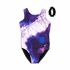 Destira Gymnastics Leotards for Girls, Glamethyst, Super Soft Leotards for Women and Girls with Matching Scrunchie, Gymnastics, Dance, Cheer, Yoga, and More, Child Large (10)