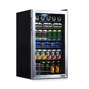 NewAir Beverage Refrigerator Cooler | 126 Cans Free Standing with Right Hinge Glass Door | Mini Fridge Beverage Organizer Perfect For Beer, Wine, Soda, And Cooler Drinks | AB-1200