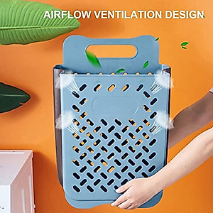 WMGoods Laundry Basket, Portable Laundry Basket Plastic, Collapsible Laundry Baskets, Large Basket, Storage Basket, Home Wall Mounted Laundry Basket, Laundry Organizer, Suitable for Bedroom, Bathroom