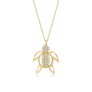 GELIN Turtle Necklace in 14K Solid Gold | 14K Yellow Gold Dainty Necklaces for Women, 18"