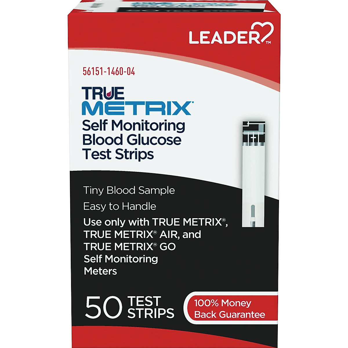 LEADER True Metrix Blood Glucose Test Strips for Diabetes, Tiny Blood Sample, Self-Monitoring, Triple Sense Technology, for Adults and Kids 12+, Compatible with True Metrix Meters only, 50 Strips