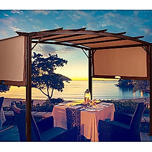 Tangkula 12x9 Ft Outdoor Pergola, Patio Retractable Pergola with Adjustable Sliding Sun Shade Canopy, Heavy-Duty Steel Frame, Patio Furniture Sun Shelter for Backyard Garden Poolside (Brown)