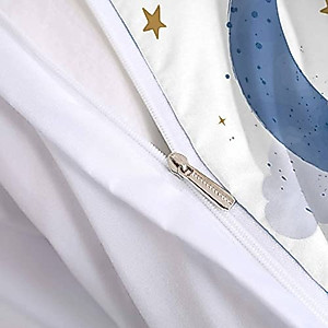 Quilt Cover Twin Size Cartoon Bear 3D Bedding Sets Moon Duvet Cover Breathable Hypoallergenic Stain Wrinkle Resistant Microfiber with Zipper Closure,beding Set with 2 Pillowcase