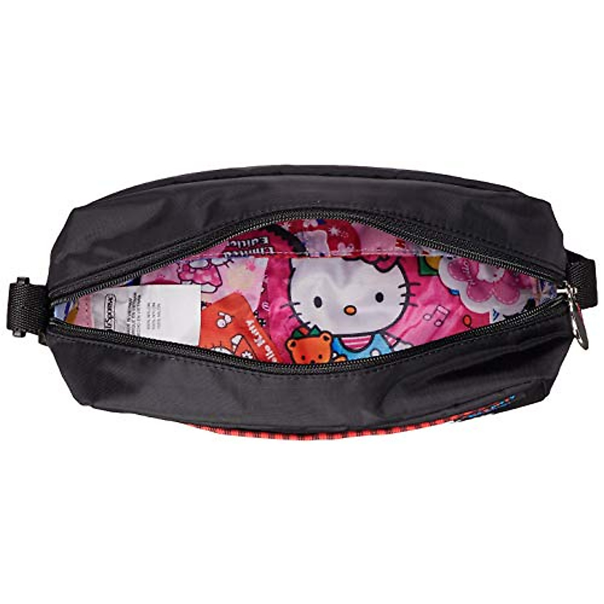 LeSportsac Hello Kitty Favorites Exclusive Daniella Crossbody Bag, Style 2434/Color G653, Red Embroidered Hello Kitty Lettering & Hello Kitty Design Zipper Pull