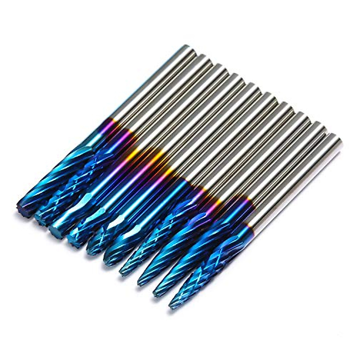 Genmitsu 20pcs Carbide Burrs Set Nano Blue Coating Rotary Files 0.118”(3mm) Shank Fits Most Rotary Drill Die Grinder for Woodworking, Engraving, Drilling, Carving, RR20A