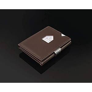 EXENTRI Trifold Wallets w/RFID in Brown - Premium Leather w/Stainless Steel Locking Clip