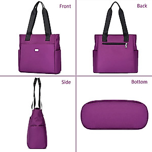 Nylon Tote Bag for Women Work Waterproof Black Lightweight Shoulder Bag Medium Size Casual Handbag with Zipper Pockets Travel Purses for Teen Girls Top-Handle Hand Bags Trendy Ladies Everyday Purses