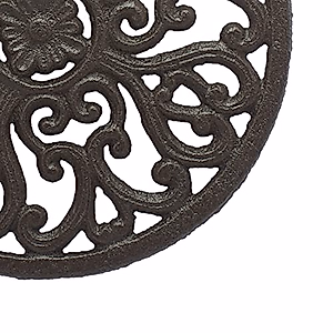 Cast Iron Trivet, Vintage Cutout Pattern Cast Iron Insulation Pad, Dutch Oven Trivet, Removable Rubber Legs Cast Iron Trivet, 2 Pack 7 Inches Trivet, Plates to Protect Table