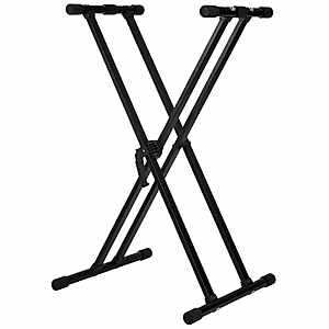 Knox Gear Adjustable Keyboard Stand - Double X Folding Electric Piano Stand for 88 Key and Smaller - Digital Piano Stand Keyboard Riser - Music Key Board Lift - Keyboard Instrument Accessories & Parts