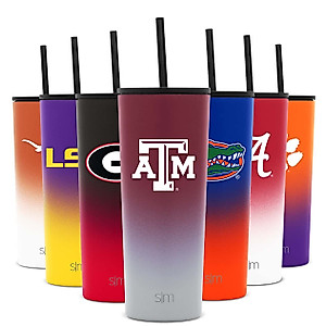 Simple Modern Officially Licensed Collegiate Texas A&M Aggies Insulated Tumbler with Straw and Flip Lids | Gifts for Men and Women 24oz Travel Mug Thermos | Classic Collection | Texas A&M University