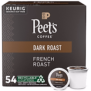 Peet's Coffee, Dark Roast K-Cup Pods for Keurig Brewers - French Roast 54 Count (1 Box of 54) Packaging May Vary
