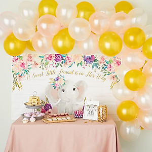 Sparkle and Bash 80 Pieces Elephant Baby Shower Decorations for Girl, Balloon Kit and 5x3 Backdrop (White, Pink, Gold)
