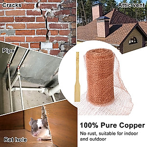 Copper Mesh Roll for Mice Rat Repellent, Sturdy 5’’ * 32Ft Copper Wool Mouse Trap Hole Filler for Bat Snail Bird Control with Packing Tool