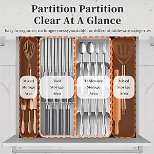 BroWood Utensil Drawer Organizer BPA Free PP Material Flatware Organizers,Expandable Cutlery Drawer Organizer,Adjustable Plastic Silverware Organizer