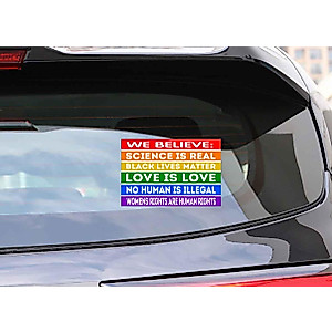 2 Pcs We Believe Womens Rights are Human Rights Love is Love Bumper Stickers for Car,Gay Pride Black Lives Matter Rainbow Flag Sticker for Trucks Window Laptop Waterproof Décor 6X4 in