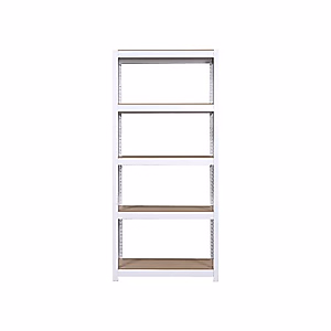 Kepsuul 4 Shelf Heavy Duty Customizable Adjustable Tier Modular Tall Metal Shelving and Storage for Garage, Kitchen, Pantry, Closet, Office, Bedroom 32.1" W X 16.4" D X 76.9" H - White