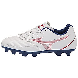 Mizuno Boy's Rebula Cup Select Jr. Soccer Shoe, White-Red, 2 Big Kid