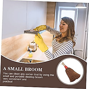 Healeved Small Cleaning Broom Duster Cleaning Brooms Desk Cleaning Broom Cleaning Accessory Household Palm Broom Cleaning Supplies Broom for Home Palm Fiber Broom Garden Hand Fork Brown