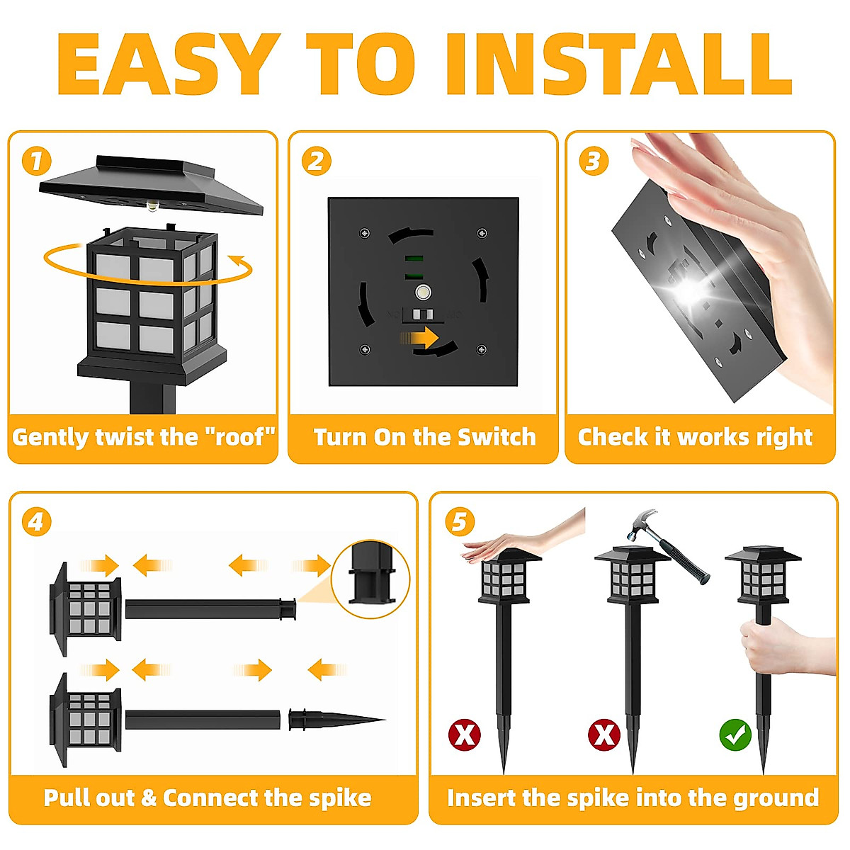 Beassla Solar Garden Outdoor Lights 12 Pack, 12 Hrs Long-Lasting Waterproof Pathway Lights Solar Powered Auto On/Off, Decorative for Landscape Walkway Driveway Patio Yard & Lawn