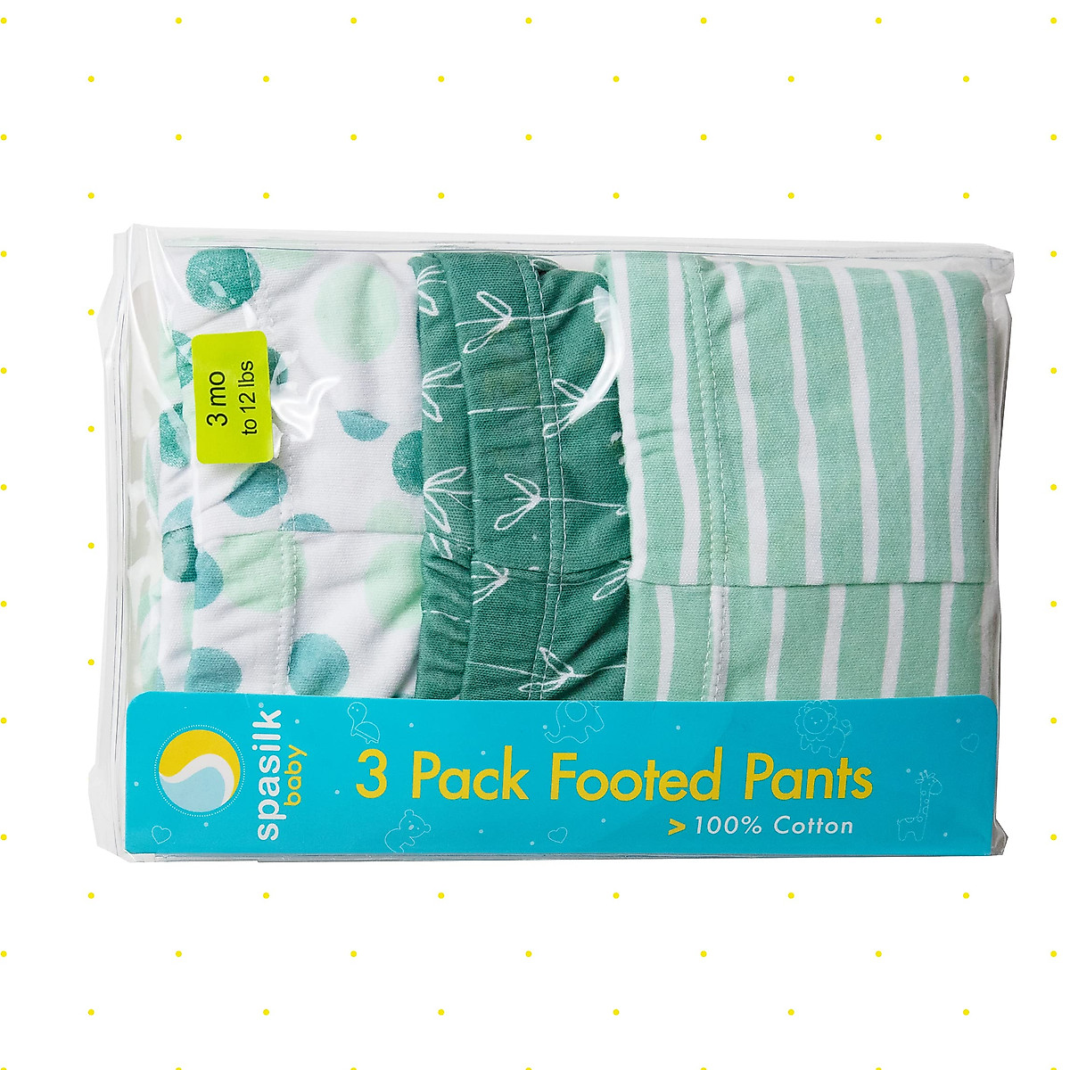 Spasilk 3 Pack Cotton Footed Pants for Baby Boy and Baby Girl — Baby Clothes Unisex — Newborn Baby Pants