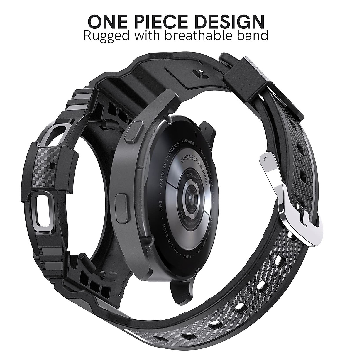 Rugged Case Band for Samsung Galaxy Watch 4 Classic 40mm Band with Bumper Accessories,Sport Protective Cases/Cover Protector Drop-Proof Shockproof for Galaxy watch 4 band 40mm,40mm,,Black